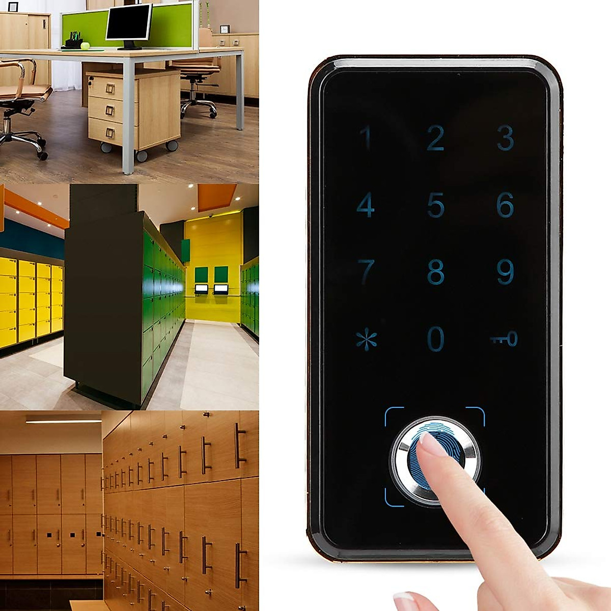 Smart Combination Lock, Keyless Fingerprint Digital Password Electronic Lock for Cabinet File Locker 2 Colors(Gold)