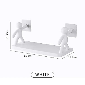 Giroayus Punching-Free Villain Storage Rack The Kitchen Toilet Receive Shelf，Floating Shelves Bathroom Wall Mounted Shelf (White, 4pc)