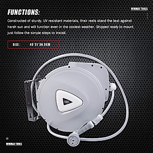 Retractable Garden Water Hose Reel Storage Gun Rewind Wall Mount 32Feet/65Feet/100Feet (65 Feet)