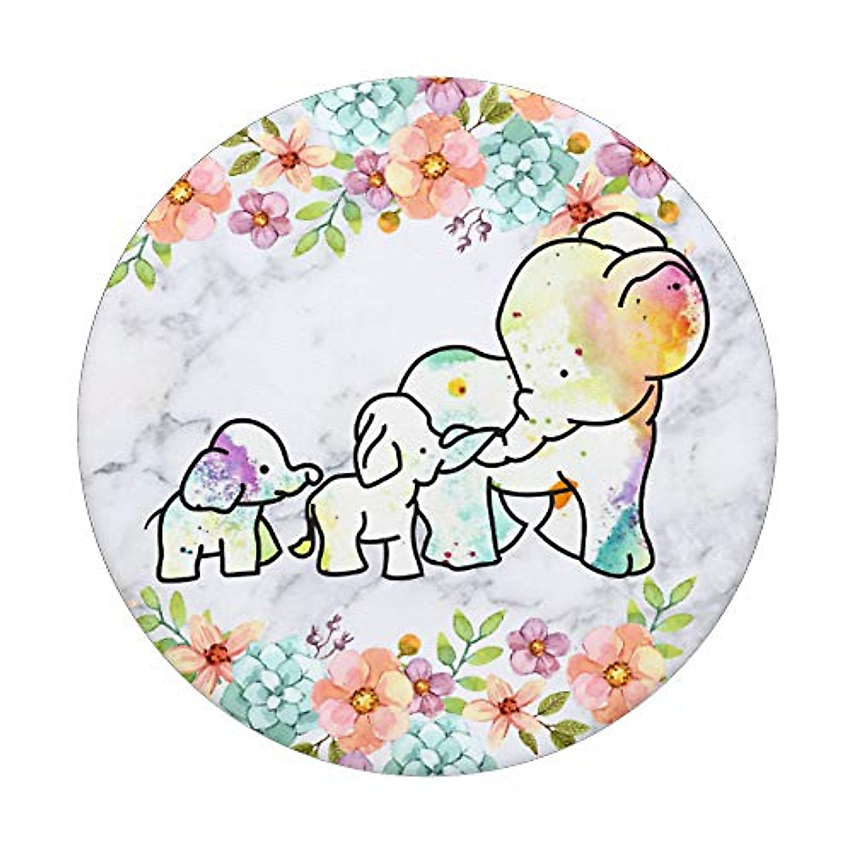Mama Elephant Family - 2 Kiddos Elephant Gift for Mom PopSockets PopGrip: Swappable Grip for Phones & Tablets