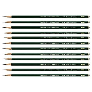 Faber-Castell Pencils, Castell 9000 Graphite art 2B pencils for drawing, sketching - 12 Artist pencils