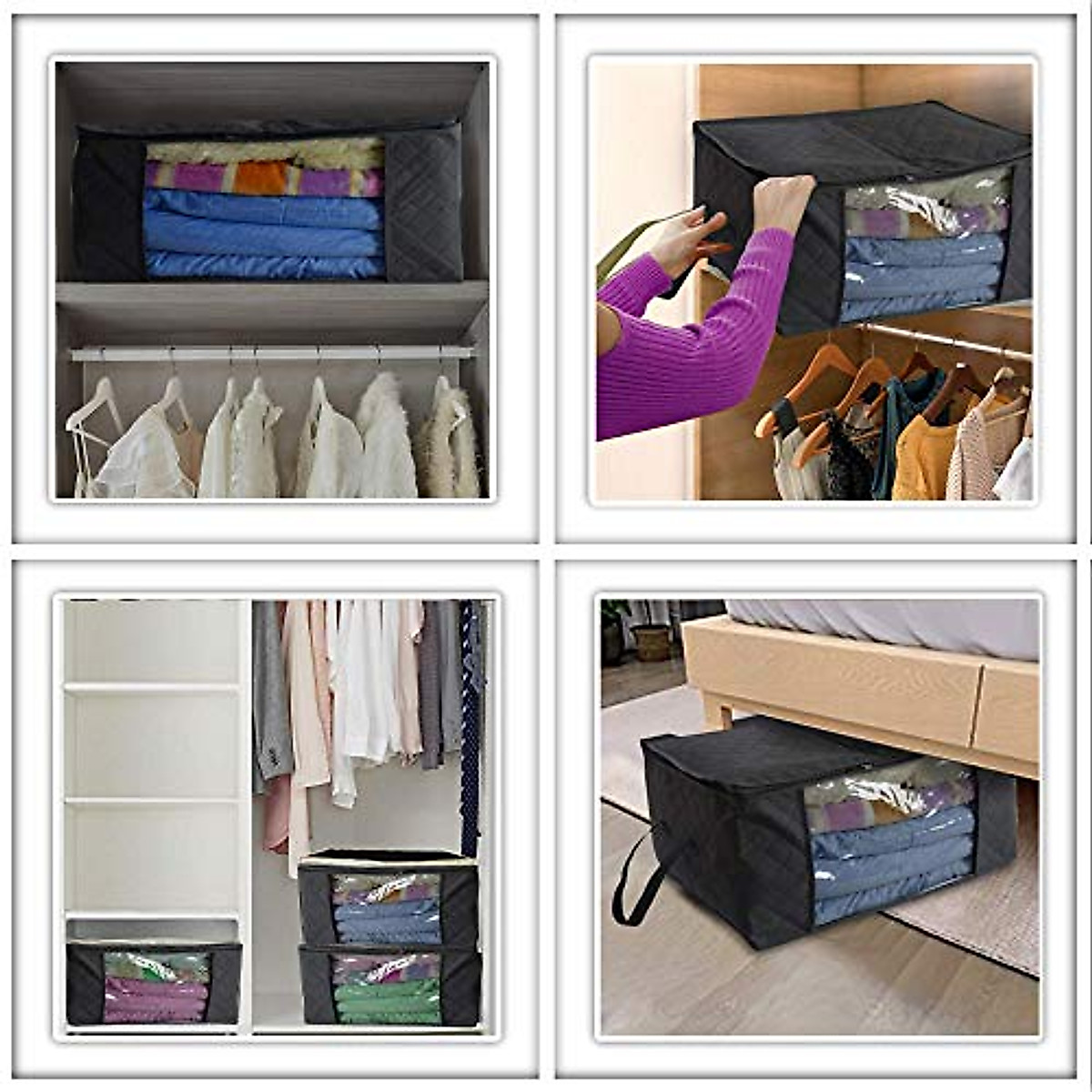 Woffit Foldable Storage Bag Organizers, Great for Clothes, Blankets, Towels, Winter & Summer Clothing, Closets, Bedrooms, Under Bed