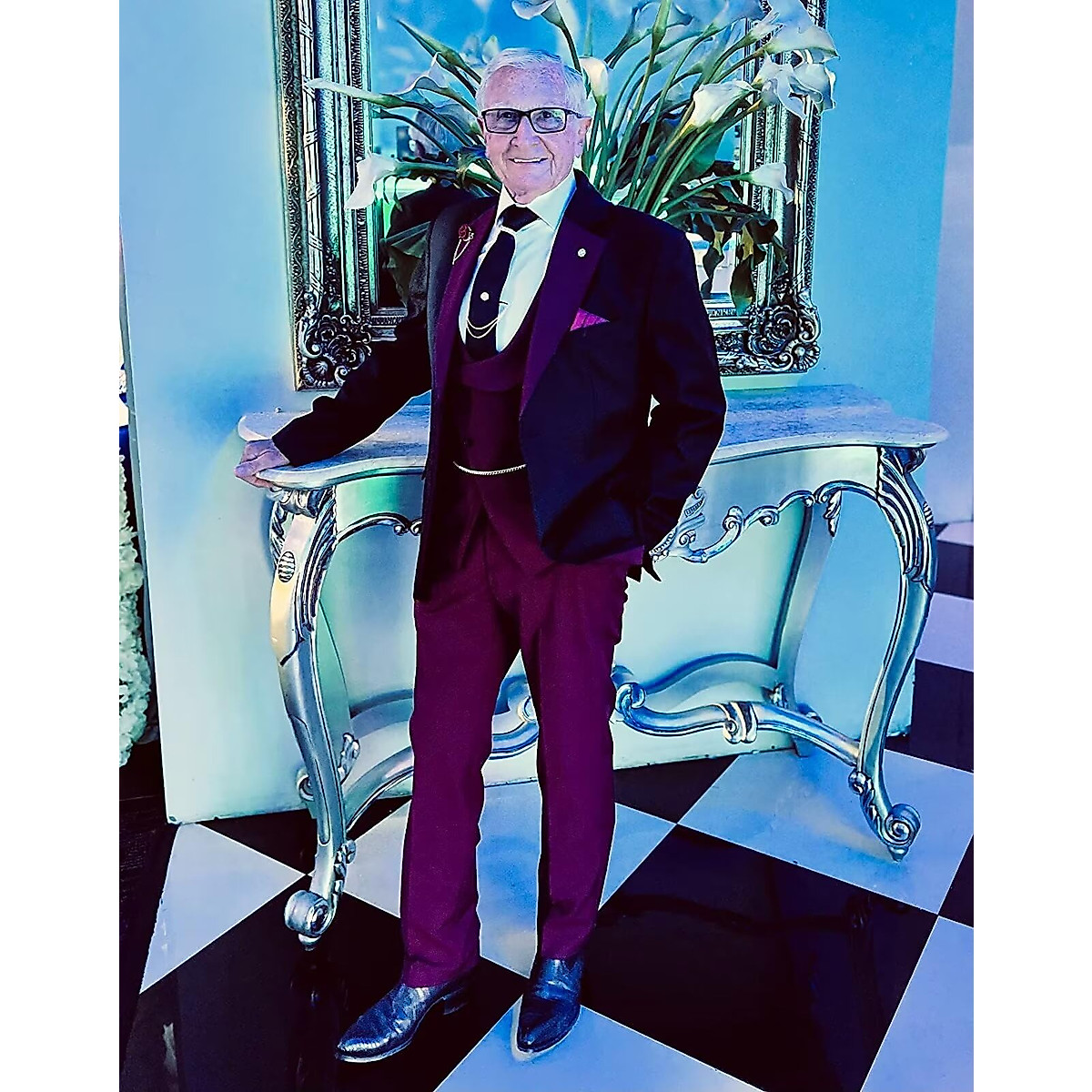 Men's Formal Wear Slim Fit 3 Piece Suit One Button Business Wedding Prom Suits Blazer Tux Vest & Trousers Purple