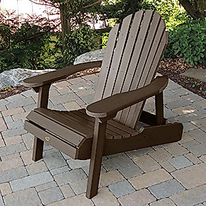 highwood Hamilton Folding and Reclining Adirondack Chairs, 2-Piece Set, Weathered Acorn