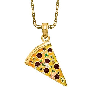 IceCarats 14K Yellow Gold Pizza Slice Necklace Charm Pendant Only