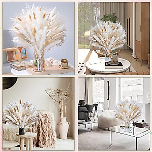 95 PCS Pampas Grass Decor Natural Dried Flowers | Boho Dried Floral Arrangement Centerpiece Table Decor Wedding Decor Rustic Decor (95PCS)