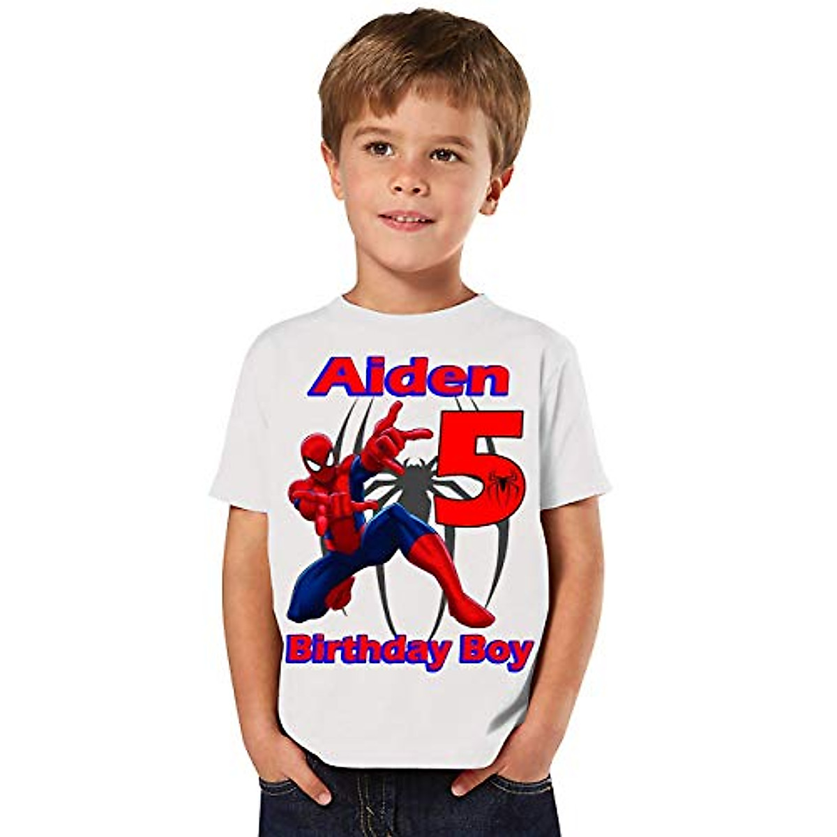Custom Spider Birthday Shirt with Any Name and Age Family Spider Birthday Shirts Handmade Kids Party Spider Birthday
