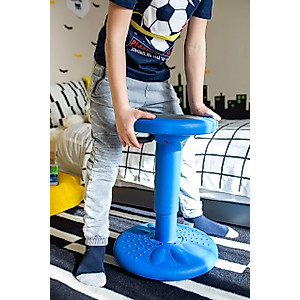 Studico ActiveChairs Adjustable Wobble Chair, Flexible Classroom Seating improves Focus, Posture & Helps ADHD/ADD. Classroom Stools, Active Wobble Chairs, Adjusts from 16.65" to 23.75" Ages 13-18 Blue