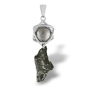 Starborn Sterling Silver Muonionalusta and Campo de Cielo Meteorite Orbit Pendant