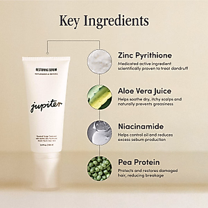 Jupiter Dandruff Shampoo with Serum Duo, Relieves Itchy, Dry, Flaky Scalp, Color-Safe, & Sulfate-Free, Vegan, Both with Zinc, Vitamin B5, Green Tea, Spot Treatment with Niacinamide & Aloe Vera