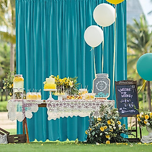 Hiasan Turquoise Backdrop Curtains for Parties, Polyester Photography Backdrop Drapes for Family Gatherings, Wedding Decorations, 5ftx10ft, Set of 2 Panels