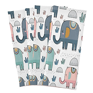 Kigai Elephant Kitchen Towels, 18 x 28 Inch Super Soft and Absorbent Dish Cloths for Washing Dishes, 4 Pack Reusable Multi-Purpose Microfiber Hand Towels for Kitchen