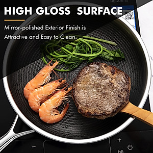 STAMBE 8" Stainless Steel Pan - TriPly Stainless Steel Frying Pans with USA Non-Stick Coating and Anti Warp Base, PFOA &PFOS Free