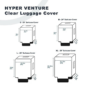 HYPER VENTURE Clear PVC Luggage Cover Full Transparent Suitcase Protector Fits 28 Inch Luggage, L