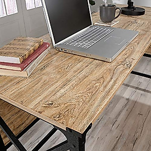 Sauder Steel River L-Shaped Desk, L: 59.84" x W: 57.32" x H: 29.53", Milled Mesquite Finish