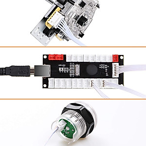 Easyget New Updated 2-Player LED DIY Arcade Kit 2X Zero Delay USB Encoder + 2X Joystick + 20x LED Arcade Buttons for PC, Windows, MAME, Raspberry Pi Arcade DIY (2-Player, White Kit)
