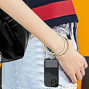 BERITNI Wrist Lanyard, Fashion Bling Phone Lanyard Wrist Strap Keychain Holder, Cell Phone Wrist Strap Loop, Silicone Phone Wristlet Charm Compatible with iPhone, Smartphones, Yellow + Gold
