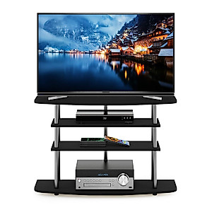 Furinno Frans Turn-N-Tube TV Stand for TV Size up to 43 Inch, 4-Tier, Black Oak
