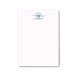 Monogram Personalized Two Letter Cursive Circle Logo NOTE PAD Stationery, Womens Stationary List Pad - DELICATE MONO NOTEPAD