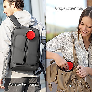PKBD Carrying Case for Go Plus + 2023, Protective Hard Portable Travel Case with Hand Strap, Small Circular Storage Cases for Go Plus +, Red, Redwhite