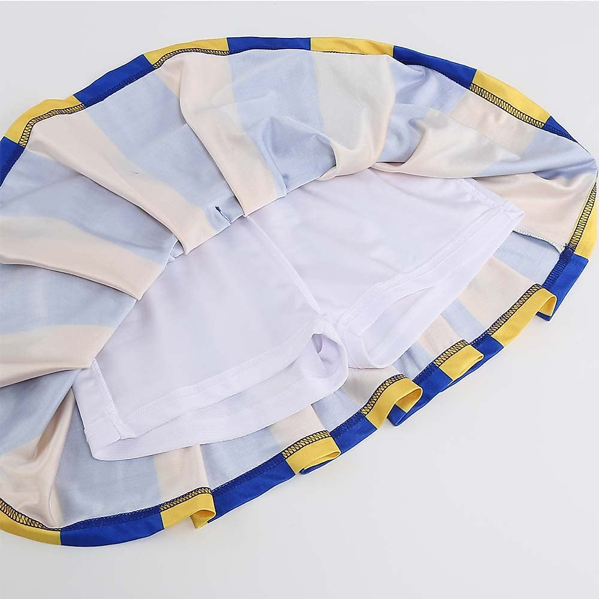 LMYOVE Cheerleader Costume for Girls, Cheerleading Outfit for Kids with Pom Pom, Child Halloween Costume Dress Uniform, Blue & Yellow, 6-7T