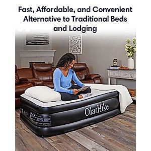 OlarHike Inflatable Twin Air Mattress with Built in Pump,18"Elevated Durable Air Mattresses for Camping,Home&Guests,Fast&Easy Inflation/Deflation Airbed,Black Double Blow up Bed,Travel Cushion,Indoor