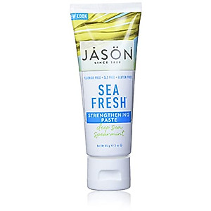 Jason Sea Fresh Strengthening Fluoride-Free Toothpaste, Deep Sea Spearmint, Travel Size, 3 Oz