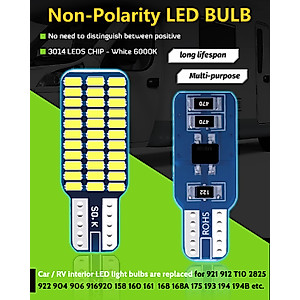 UNXMRFF - Super Bright Natural White T10 921 922 912 LED Bulb for 12V RV Ceiling Dome Light/RV Interior Lighting/Travel Trailer/Camper/Boat (Pack of 10)