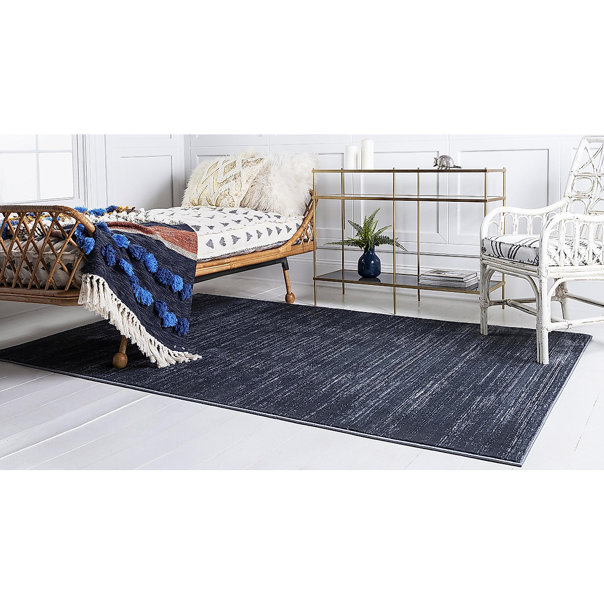 Unique Loom Jill Zarin Uptown Collection Area Rug - Madison Avenue (8' x 10' Rectangle, Navy Blue/ Ivory)