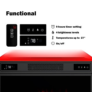 VANSTON Recessed Electric Fireplace 26'', Electric Fireplace Insert with Timer and Child Lock, Electric Fireplace with Remote and Storage of Wooden Decorations, Black,25 63/64 Inches