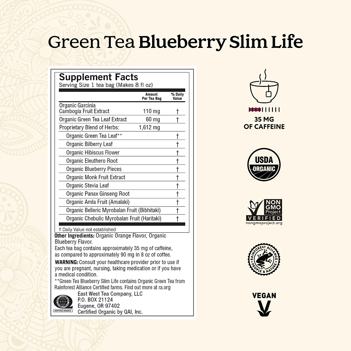 Yogi Tea - Green Tea Blueberry Slim Life (6 Pack) - Contains Caffeine - 96 Organic Tea Bags