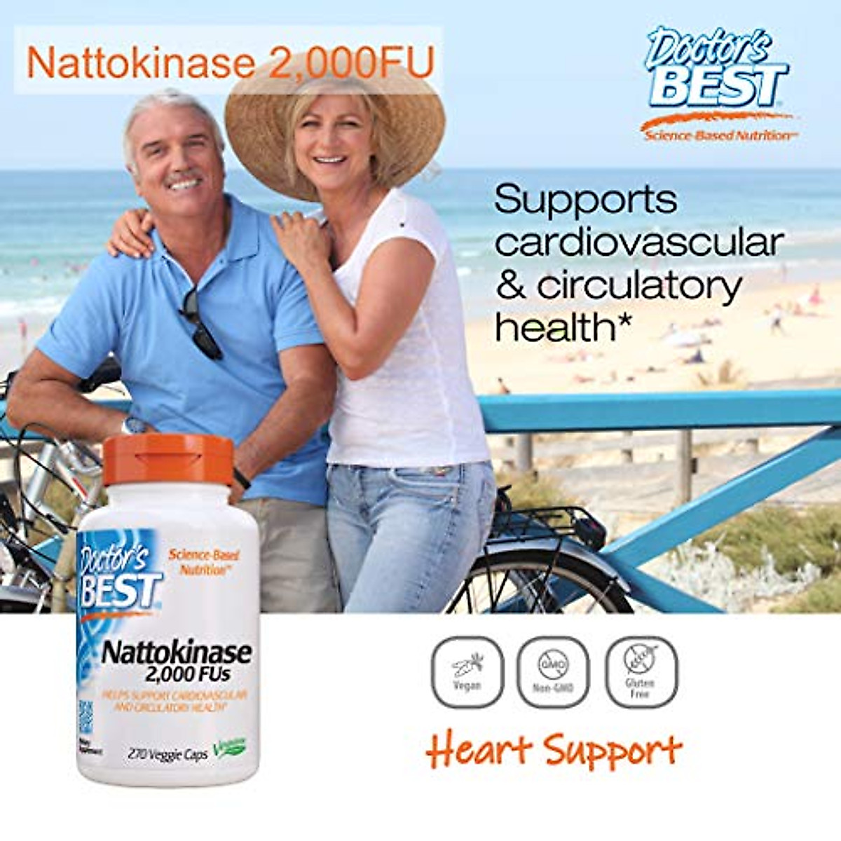 Doctor's Best Nattokinase, Non-GMO, Vegan, Gluten Free, 270 Veggie Caps