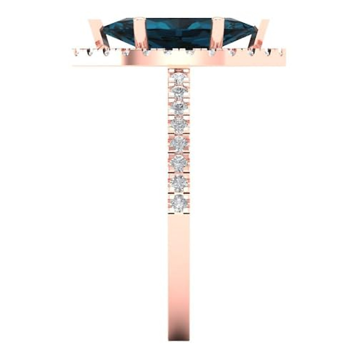 Clara Pucci 2.38 ct Marquise Cut Solitaire Halo Natural London Blue Topaz Engagement Promise Anniversary Bridal Ring 18K Rose Gold 5.5