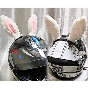 3T-SISTER Helmet Bunny Ear Women Girls Plush Rabbit Ear for Motorcycle Bicycle Ski Helmets Halloween Party Cosplay Wig Helmet Accessory Decorations Velcro Reusable Design （White） 2PCS