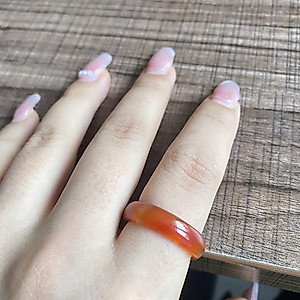 ZZ ZINFANDEL Carnelian Crystal Rings Natural Carnelian Gemstone Band Ring for Women Carnelian Smooth Round Donut Ring