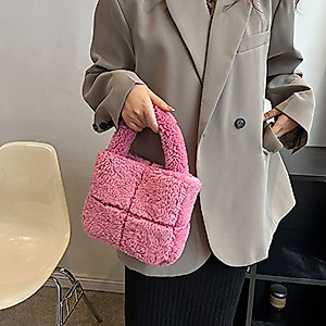 Fluffy Tote Bag Faux Fur Purse for Women Soft Fuzzy Tote Purse Girls Plush Hobo Handbag Fleece Purse for Fall Winter