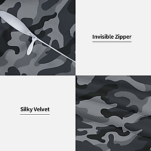 Fiokroo Army Camouflage Throw Pillow Covers Set of 2 Black and Grey Camo Pillow Cushion Cases Square Pillowcases for Sofa Bedroom Living Room Car, 18 X 18 Inch