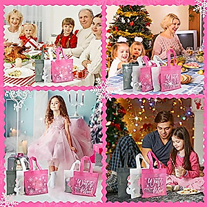 20Pcs Winter Onederland Party Favor Bags, Non-Woven Snowflake Gift Treat Bags Snowman Candy Bag Winter Wonderland Party Bag for Winter Baby Shower Decoration Winter First Birthday Party Supplies