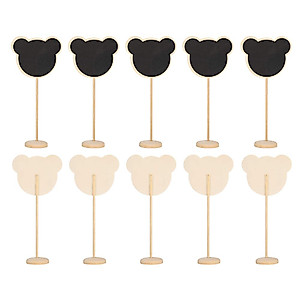 10 Pack Mini Chalkboards Wood Table Blackboard Bear Shape Signs Board with Wooden Base for Weddings and Special Event Decorations Crafts