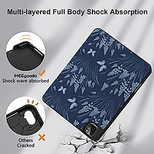 MEEgoodo for iPad Pro M2 12.9 Case 6th/5th/4th/3rd Generation 2022 2021 2020 2018 with Pencil Holder, Tablet Cover with Soft TPU Back Shell, Vintage Floral