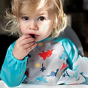 green sprouts Easy-wear Long Sleeve Bib | Waterproof Protection | Flipped Pocket, Soft Material, Easy Clean Smock