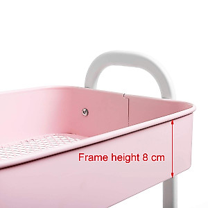 AGTEK Makeup Cart, Movable Rolling Organizer Cart, 3 Tier Metal Utility Cart, White - Pink