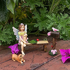 Fairy Garden Accessories Kit Fairy Garden Miniatures Fairies for Fairy Garden Outdoor Mini Fairy Garden Accessories Fairy Garden Mailbox with Miniature Bench and Mini Dogs