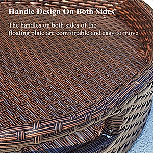 Creative Heart-Shaped Floating Pool Tray, Handmade Carefully Rattan Woven Serving Basket Table & Bar for Sandbars, Spas, Bath, and Parties, Serving Drinks, Brunch, Food on The Water