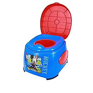 Disney's Mickey Mouse "Fun Starts Here" 3-in-1 Potty Training System for Toilet Training Kids, Multi-Stage Potty Training - Floor Potty, Detachable Potty Ring, Step Stool|Toilet Seat for Kids&Toddlers