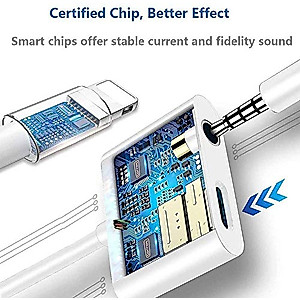 [Apple MFi Certified] Headphone Adapter & Splitter for iPhone, 2 in 1 3.5mm Earphone Audio & Charger Splitter Adapter, Compatible for iPhone 11/11 Pro/Xs/Xs Max/XR/X/8/7, Support All iOS Systems