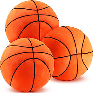 Harrycle 3 Pcs Basketball Plush Pillow Stuffed Sports Balls Basketball Room Decor for Boys Kids Teens Decorations, 7.87 Inch