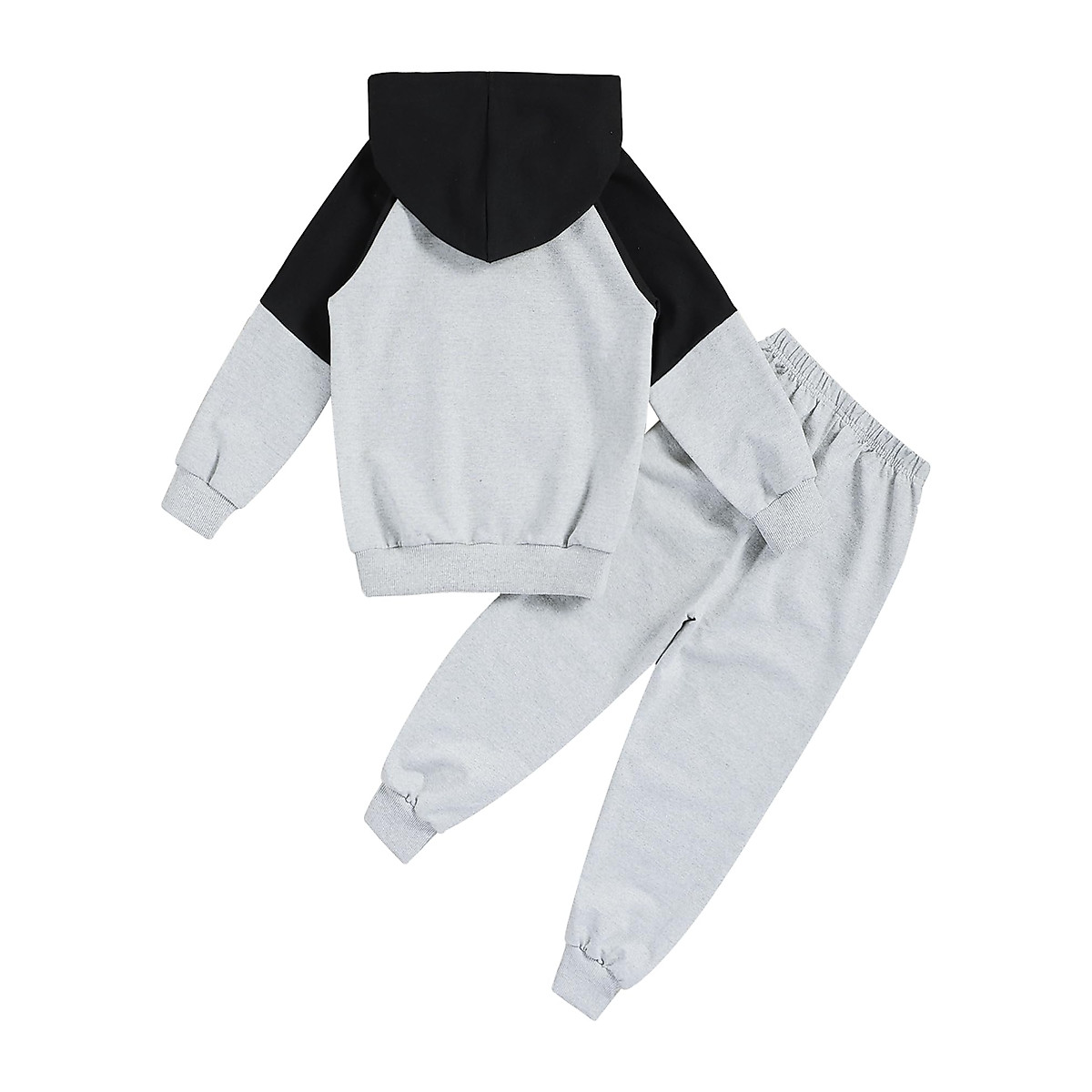 dPois Boy's Tracksuit 2 Pieces Sport Outfit Hoodie Sweatshirt and Sweatpants Jogging Pants Set Activewear Gray 7-8 Years