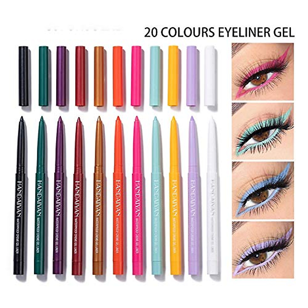 BONNIE CHOICE 20 PCS Colored Eyeliners Pencil Set, 20 Colors Waterproof Long Lasting Retractable Matte Colorful Eyeliner Milti-Functional Eyeliner Eyeshadow Pen Gifts for Women