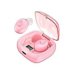XG8-TWS Bluetooth 5.0 Earphones Wireless Waterproof Mini in-Ear HiFi Headset with Charging Case Sports Ear Buds (Pink)